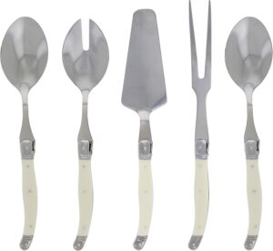 french home laguiole hostess set – 5-piece serving utensils set with slotted serving spoon, spatula, serving fork, and 2 serving spoons – elegant and versatile laguiole flatware set