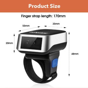 Trohestar Bluetooth Barcode Scanner, Wearable Mini CCD Wireless Ring Barcode Scanner Portable 1D Bar Code Reader Inventory Scanner Work with Windows iOS Android Linux Mac OS