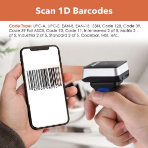 Trohestar Bluetooth Barcode Scanner, Wearable Mini CCD Wireless Ring Barcode Scanner Portable 1D Bar Code Reader Inventory Scanner Work with Windows iOS Android Linux Mac OS