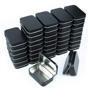 aybloom metal rectangular empty hinged tins - black mini portable box containers small storage kit & home organizer for storage drawing pin candies jewelry crafts(black, 40 pack)