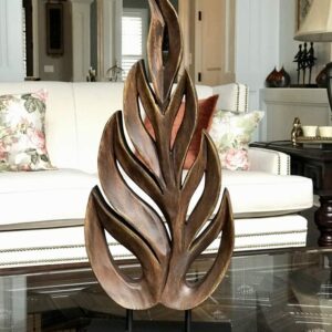 Decozen Handcrafted Solid Wood Leaf Sculpture from Daughter, Son, Husband - Ideal for Home, Mantel, Fireplace, and Foyer Decor - Tabletop Accent