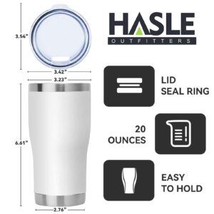 HASLE OUTFITTERS 20 oz Tumbler Bulk, Stainless Steel Tumblers with Lid, Vacuum Insulated Tumbler, Double Wall Powder Coated Cup, coffee mugs, White, 1 Pack