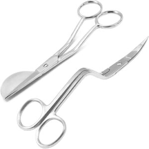 6 inch stainless steel applique duckbill scissors blade with offset handle & 6 inch machine embroidery double curved scissors bundle by g.s online store