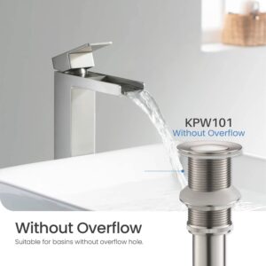 KIBI Bathroom Sink Pop Up Drain Without Overflow (Small Cover) | Lavatory Vanity Drain Stopper (Brushed Nickel) (KPW101)