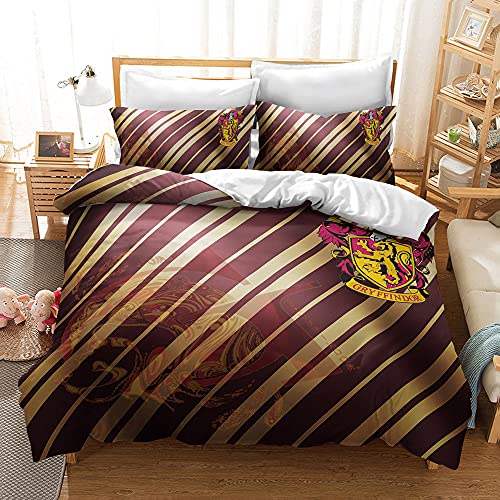 Bedding Duvet Cover Harry Potters Lightweight Decorative Modern Style Microfiber, Soft Microfiber Bedding Set, 1 Duvet Cover&2 Pillow Cases, No Comforter