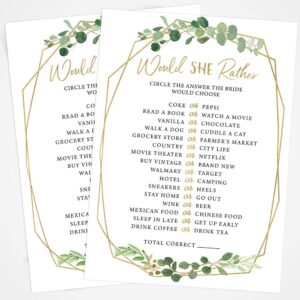 Printed Party Bridal Shower Game Set – 5 Fun Games and Activities for 50 Guests, Includes Bingo, Trivia, and Advice Cards, Botanical Greenery Wedding Shower Games