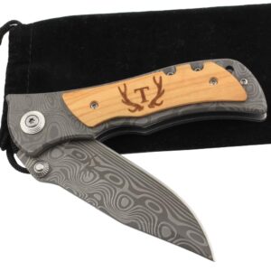 Fanfoobi Engraved Hunting Pocket Knife with Letter T(from Alphabet 26 A-Z) Boyfriend Gifts, Husband Birthday, Anniversary For Men