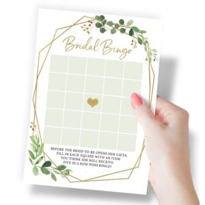 Printed Party Bridal Shower Game Set – 5 Fun Games and Activities for 50 Guests, Includes Bingo, Trivia, and Advice Cards, Botanical Greenery Wedding Shower Games