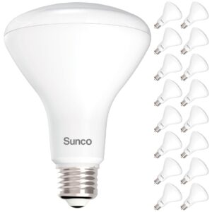 sunco 16 pack br30 led bulbs, indoor flood lights cri93 11w equivalent 65w 2700k soft white 850 lumens, e26 base, 25000 lifetime hours interior home dimmable recessed can light bulbs - ul