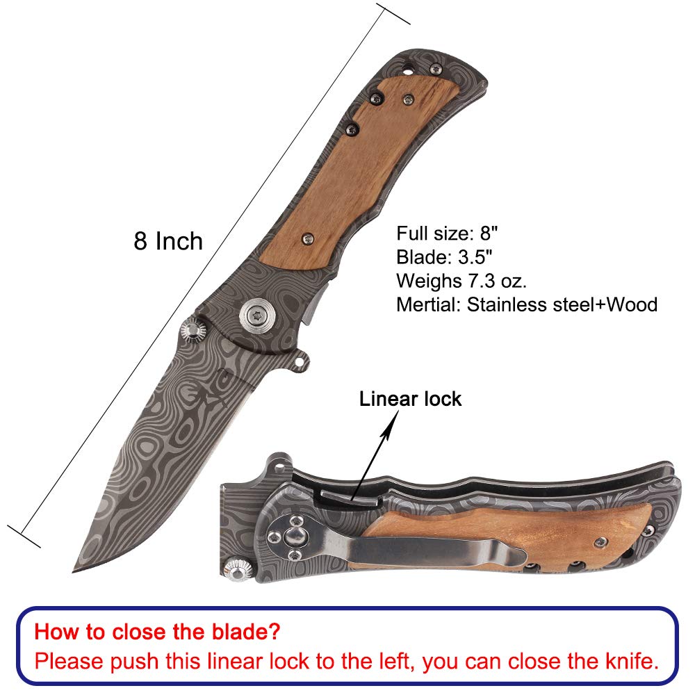 Fanfoobi Engraved Hunting Pocket Knife with Letter T(from Alphabet 26 A-Z) Boyfriend Gifts, Husband Birthday, Anniversary For Men