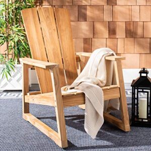 safavieh couture patio san juan natural brazilian teak wood outdoor adirondack chair