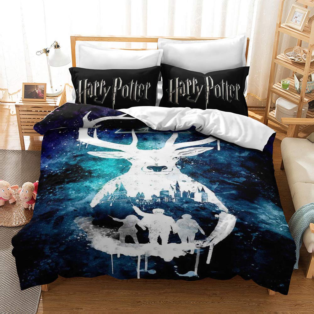 Bedding Duvet Cover Harry Potters Lightweight Decorative Modern Style Microfiber, Soft Microfiber Bedding Set, 1 Duvet Cover&2 Pillow Cases, No Comforter