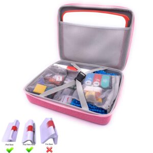 xcivi storage organizer all-in-one case for osmo genius starter kit creative set, fits for base/starter/numbers/words/tangram/coding awbie game/monster pad/drawing kit (pink)