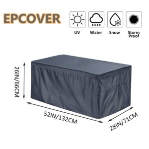 EPCOVER Patio Deck Box Cover to Protect Large Deck Boxes-Waterproof Cover with Zipper and Handles (52" L x 28" W x 27" H)