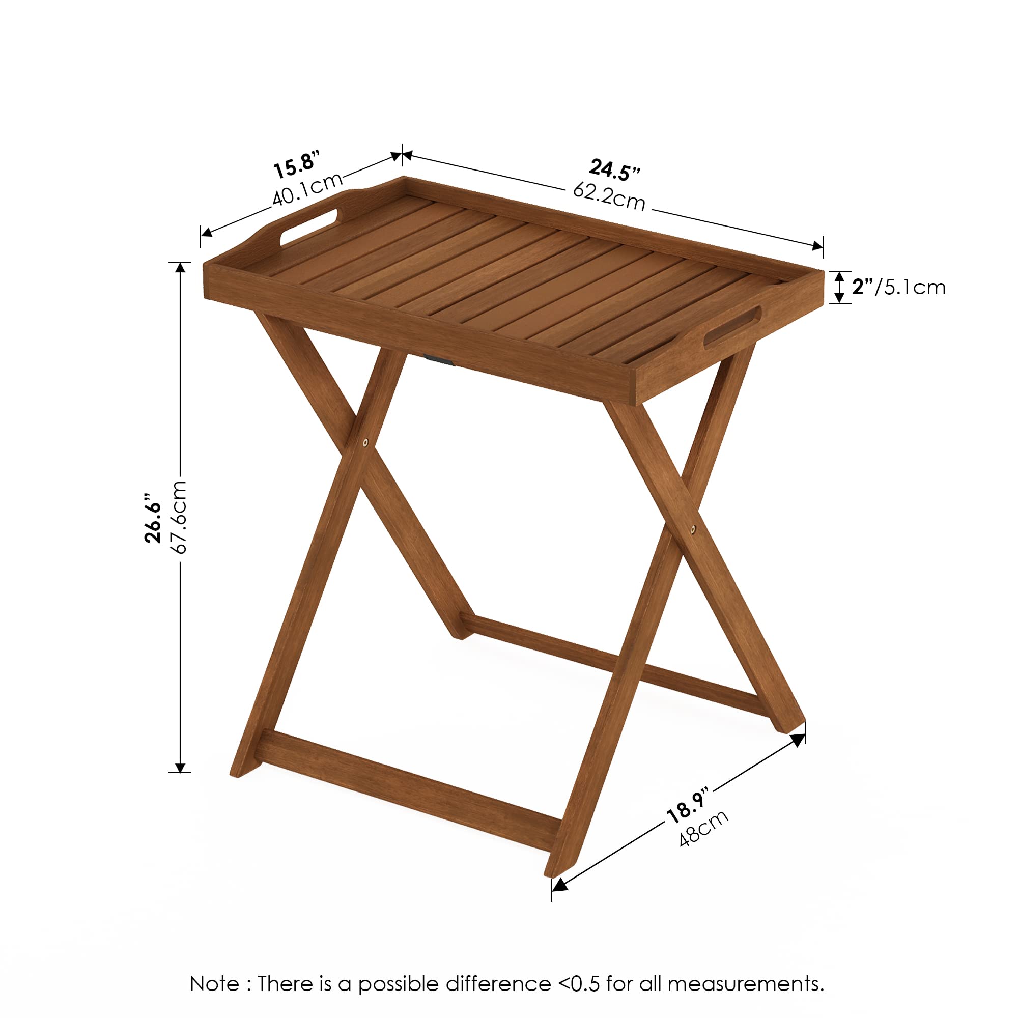 Furinno FG19557 Tioman Outdoor Hardwood Tray Table Large, Natural