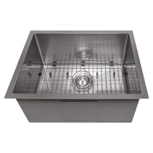 ZLINE 23" Meribel Undermount Single Bowl Scratch Resistant Stainless Steel Kitchen Sink with Bottom Grid (SRS-23S)