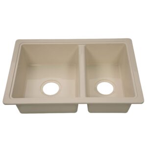 lippert rv double kitchen galley sink - 25" x 17" x 6.6" parchment abs plastic for 5th wheel, travel trailer, camper