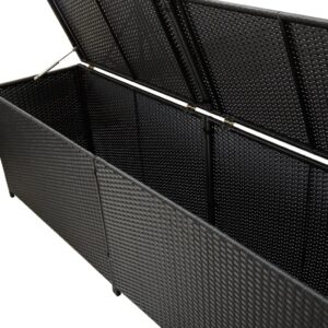 vidaXL Patio Storage Box - Poly Rattan - Black - Spacious Outdoor Storage Solution for Patio Accessories & Gardening Supplies - Weather Resistant - Easy Access Design - Dimensions: 78.7"x19.6"x23.6"