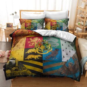 Bedding Duvet Cover Harry Potters Lightweight Decorative Modern Style Microfiber, Soft Microfiber Bedding Set, 1 Duvet Cover&2 Pillow Cases, No Comforter