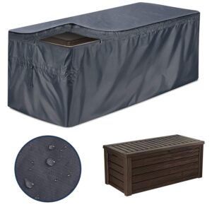 EPCOVER Patio Deck Box Cover to Protect Large Deck Boxes-Waterproof Cover with Zipper and Handles (52" L x 28" W x 27" H)