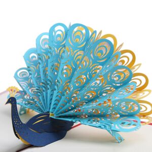 tbpersicwt greeting card creative peacock 3d pop up paper greeting card festival birthday christmas gift blue