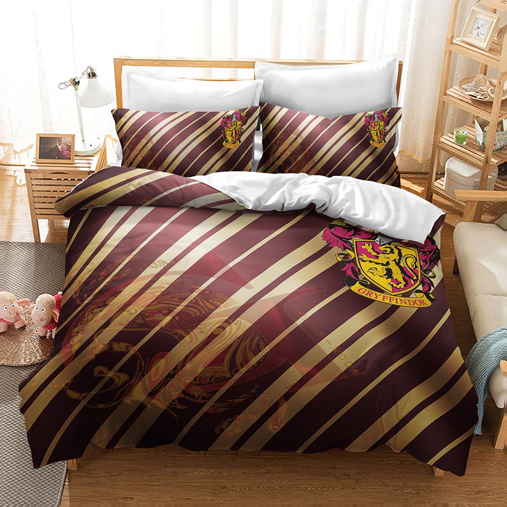 Bedding Duvet Cover Harry Potters Lightweight Decorative Modern Style Microfiber, Soft Microfiber Bedding Set, 1 Duvet Cover&2 Pillow Cases, No Comforter