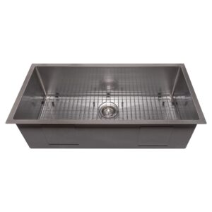 ZLINE 36" Meribel Undermount Single Bowl Scratch Resistant Stainless Steel Kitchen Sink with Bottom Grid (SRS-36S)