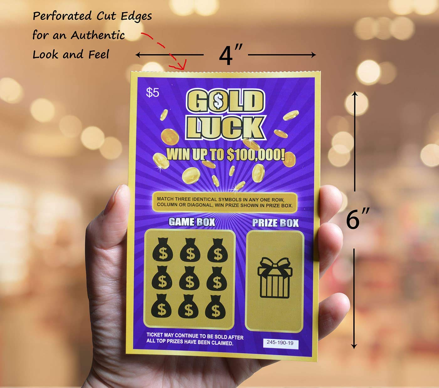 WINGKIND Gold Luck Pregnancy Announcement Fake Lottery Scratch Off Tickets, Great Idea for Pregnancy Reveal, 6 Cards