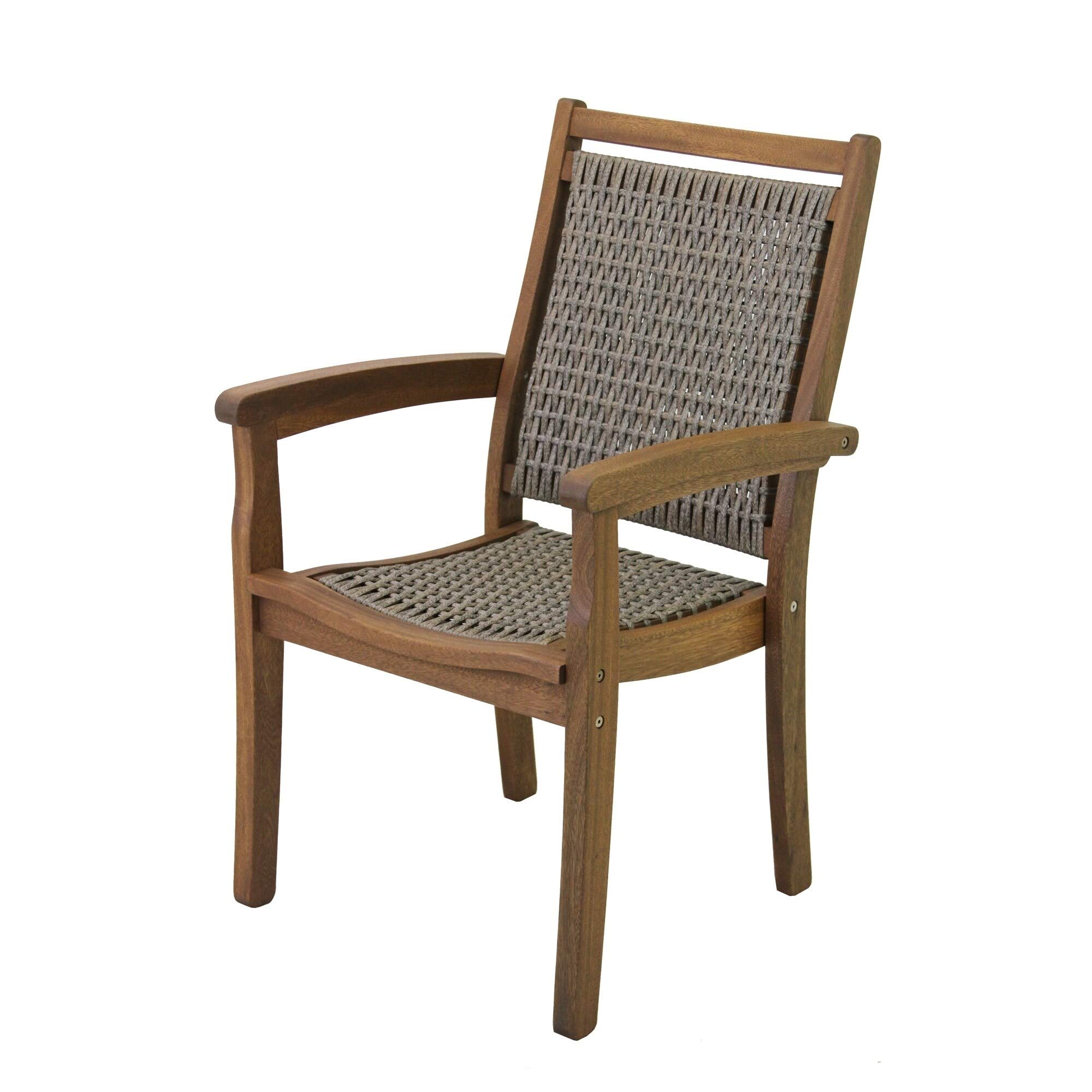 Driftwood Grey Wicker and Eucalyptus Stacking Chair Brown Traditional Stained