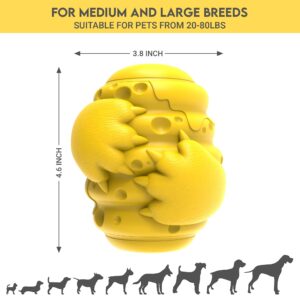 iPetzi Slow Feeder Dog Toys for Aggressive Chewers - Extra-Tough, Safe Rubber - Bite-Proof Slow Treat and Food Dispenser - Interactive Teeth Cleaning Toy - Honey Milk Flavor and Scent, Yellow Beehive