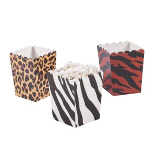 fun express animal print mini popcorn boxes 24pc - party supplies - vbs vacation bible school supplies/decor - 24 pieces