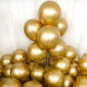 50pcs gold chrome balloons 14 inch metallic latex balloons for party, wedding, birthday & bridal