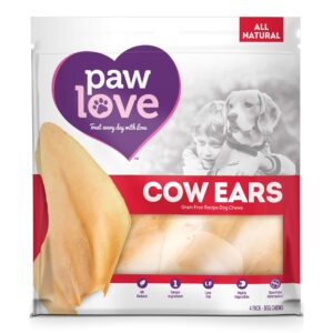 pawlove cow ears, 4 count, pack of 1