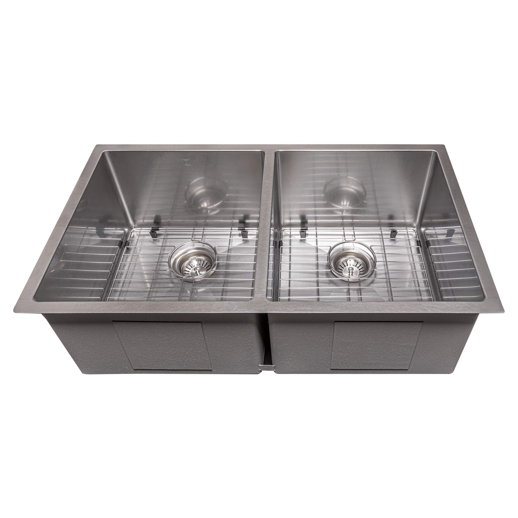 ZLINE 33" Anton Undermount Double Bowl Scratch Resistant Stainless Steel Kitchen Sink with Bottom Grid (SR50D-33S)