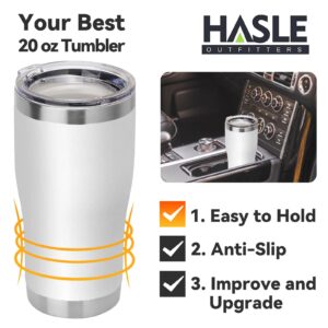 HASLE OUTFITTERS 20 oz Tumbler Bulk, Stainless Steel Tumblers with Lid, Vacuum Insulated Tumbler, Double Wall Powder Coated Cup, coffee mugs, White, 1 Pack