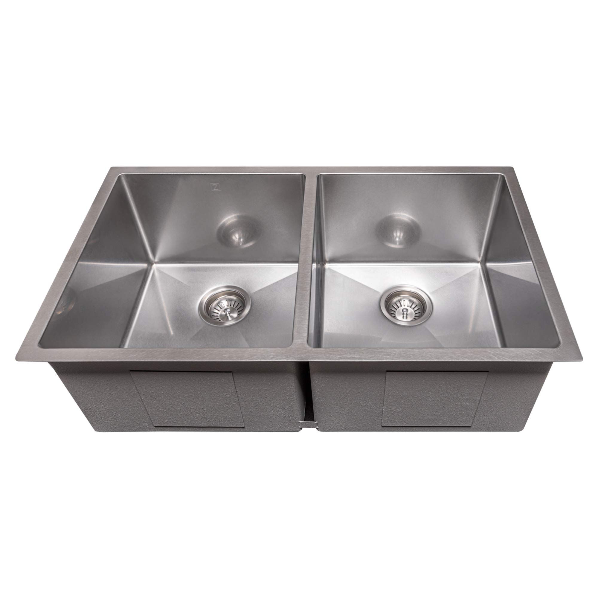 ZLINE 33" Anton Undermount Double Bowl Scratch Resistant Stainless Steel Kitchen Sink with Bottom Grid (SR50D-33S)