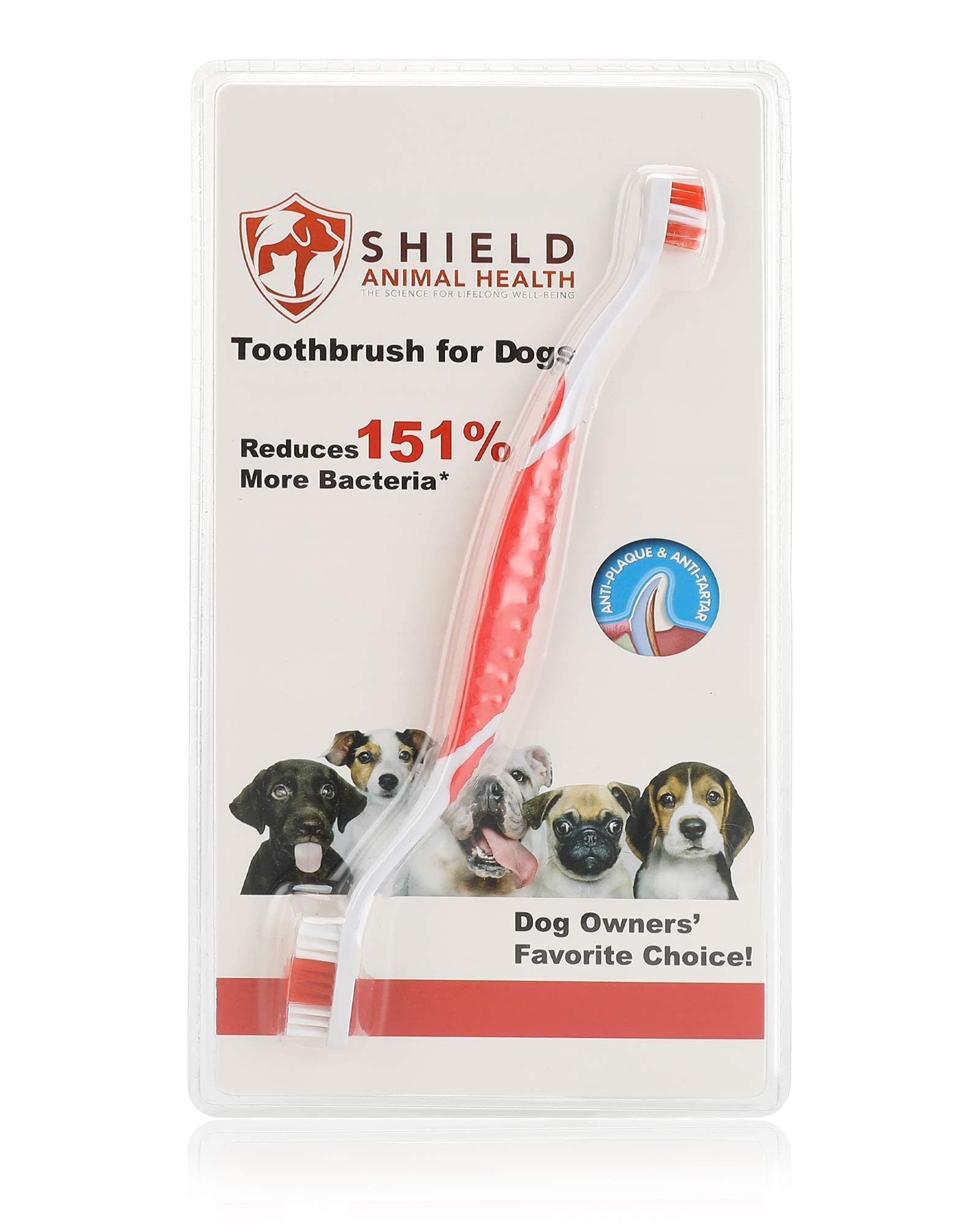 Antimicrobial Toothbrush for Dogs – Professional Dental Care at Home – Fight Plaque and Tartar - Improve Oral Health – Anti-Slip Handle and Ergonomic Design – Individually Packed - Quality Guaranteed