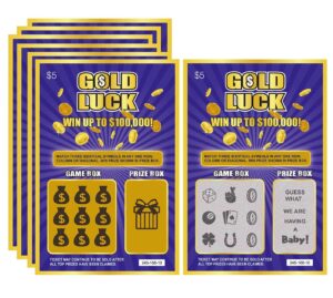 wingkind gold luck pregnancy announcement fake lottery scratch off tickets, great idea for pregnancy reveal, 6 cards