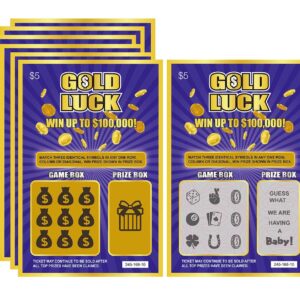 WINGKIND Gold Luck Pregnancy Announcement Fake Lottery Scratch Off Tickets, Great Idea for Pregnancy Reveal, 6 Cards