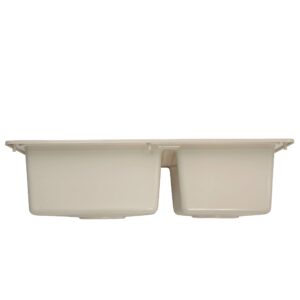 Lippert RV Double Kitchen Galley Sink - 25" x 17" x 6.6" Parchment ABS Plastic for 5th Wheel, Travel Trailer, Camper