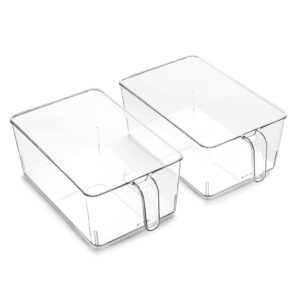 bino l plastic storage bins l the holder collection l 2-pack, medium multi-use clear containers for organizing with built-in handles l pantry organization & storage l kitchen organizer l storage bins