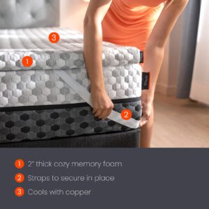 Layla Memory Foam Topper (Queen) Cool, plush, and supportive. Just like a memory foam topper should be. 2”-thick copper-gel infused memory foam mattress pad