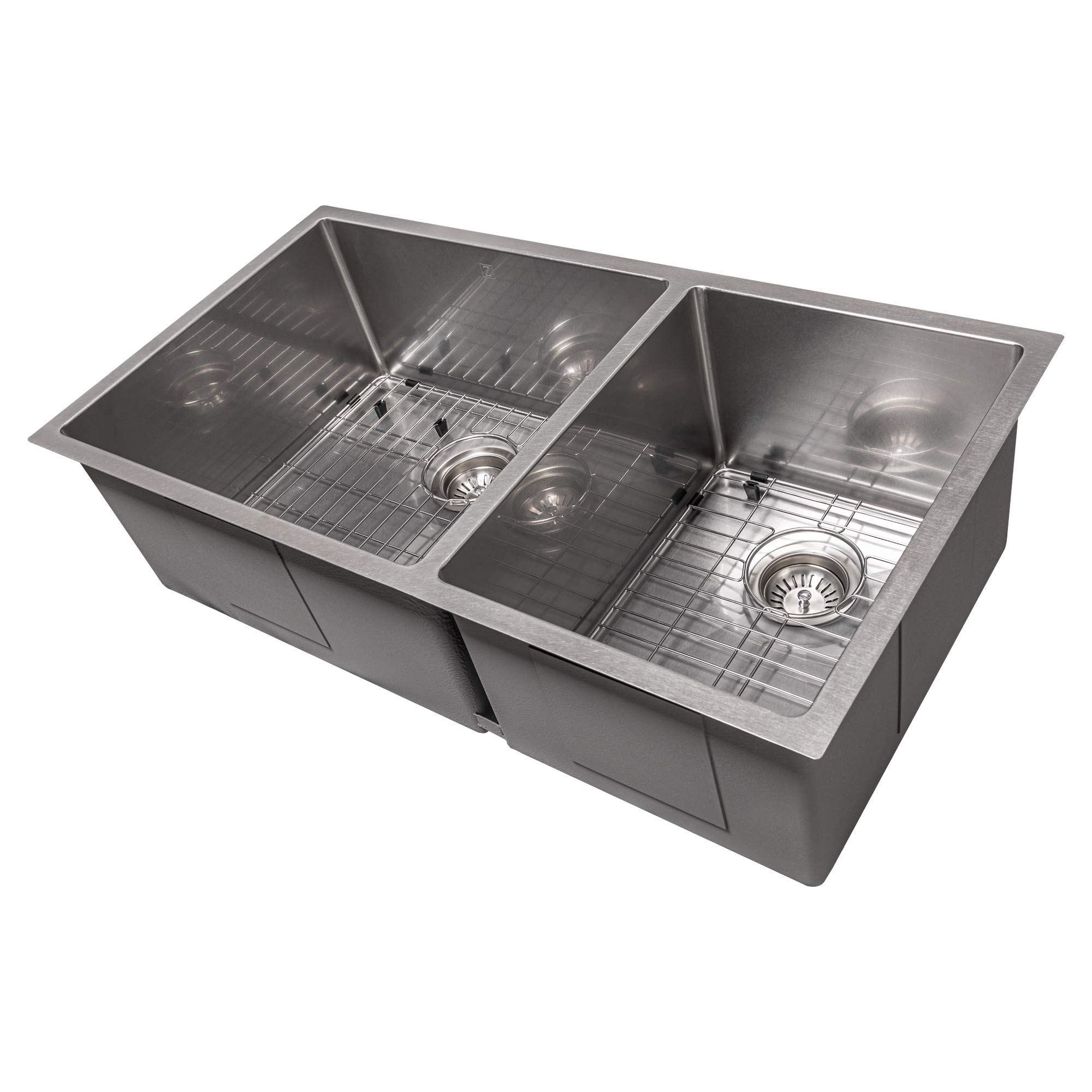 ZLINE 36" Chamonix Undermount Double Bowl Scratch Resistant Stainless Steel Kitchen Sink with Bottom Grid (SR60D-36S)