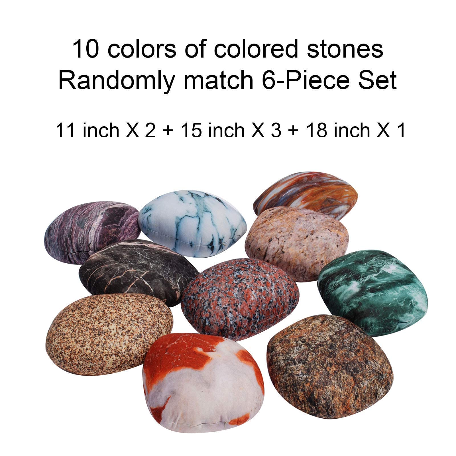 K Kackool 6-Piece Set Parlor Floor Cushion Cover Big pebbles Cushioncover Pillowcase With Colored Stones Kids Room Rock Toy Storage Pillow Case (random combination)