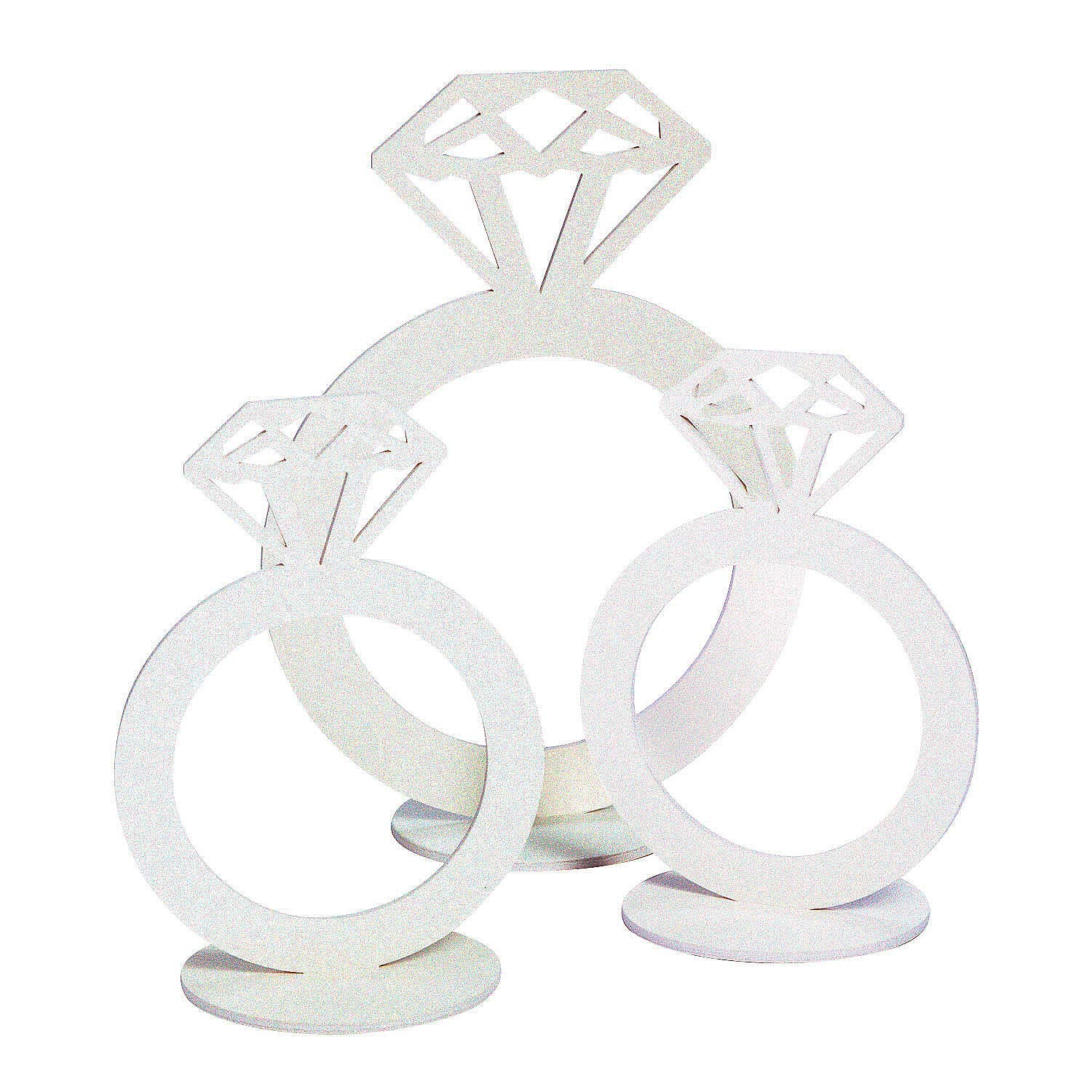 Fun Express Diamond Ring Centerpieces - 3 Piece Set - Wedding and Bachelorette Party Decor