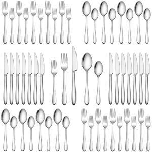 silverware set, 40-piece flatware set, wildone stainless steel tableware cutlery set service for 8, include dinner knives/forks/spoons, mirror polished, dishwasher safe