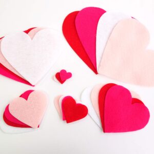 Playfully Ever After 1 to 6 inch Multi-Size Color Pack 24pc Felt Hearts (Red/Pink/LightPink/White)