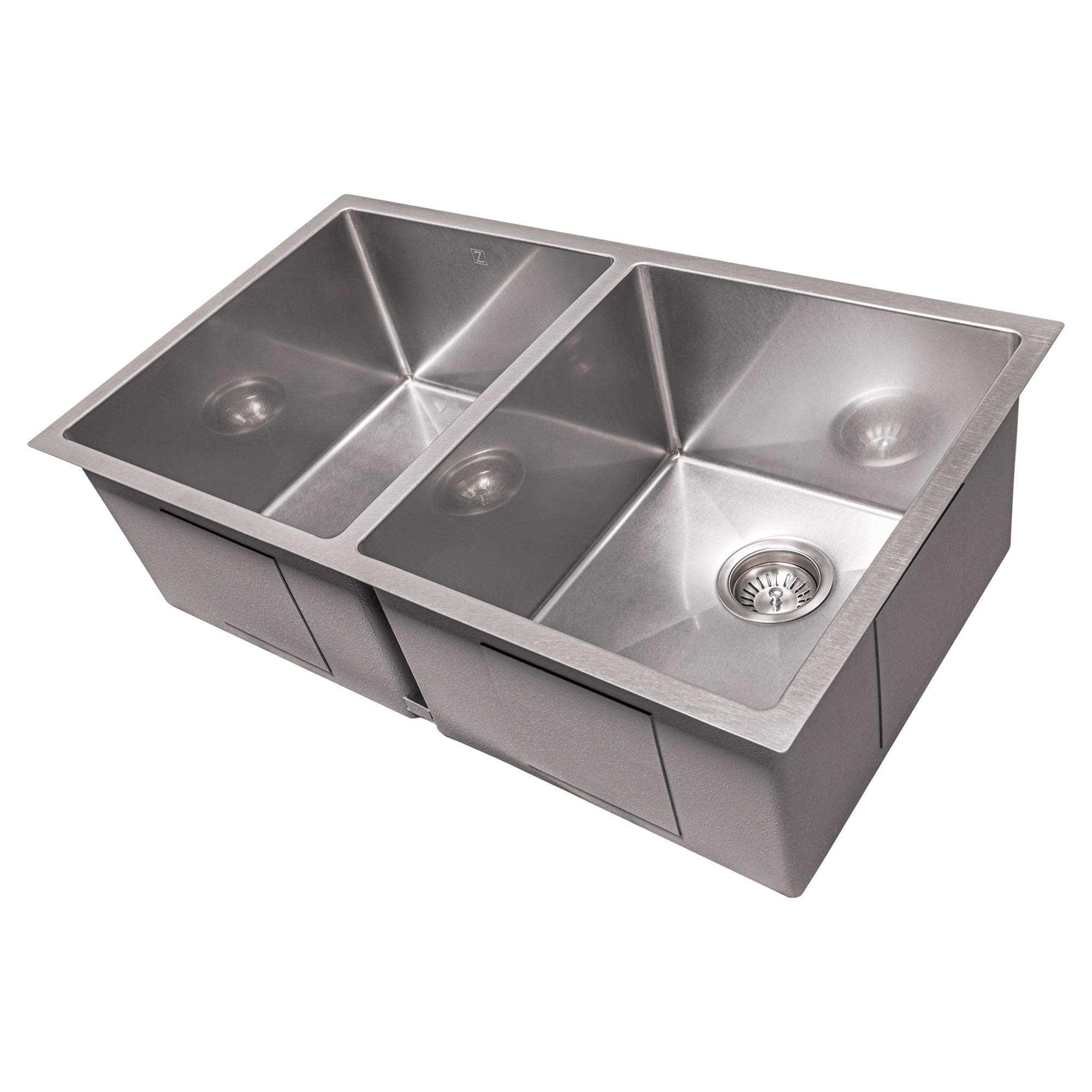 ZLINE 33" Anton Undermount Double Bowl Scratch Resistant Stainless Steel Kitchen Sink with Bottom Grid (SR50D-33S)