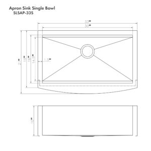 ZLINE 33" Moritz Farmhouse Apron Mount Single Bowl Scratch Resistant Stainless Steel Kitchen Sink with Bottom Grid and Accessories (SLSAP-33S)