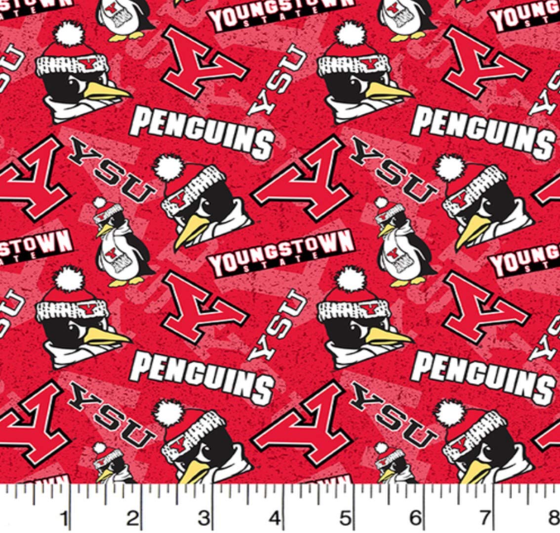 Youngstown State University Tone on Tone Cotton Fabric Sold by The Yard